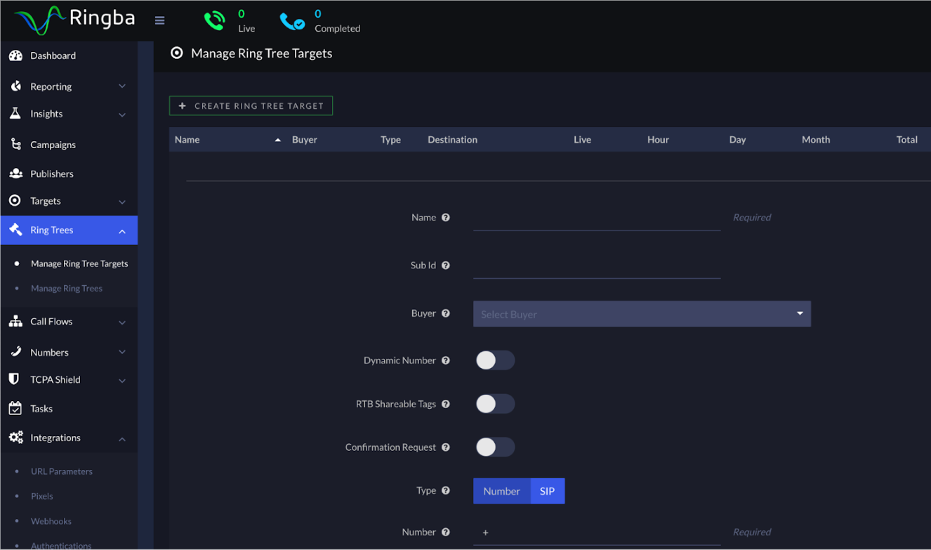 Create a Ring Tree Target to Ping an RTB Campaign – Ringba